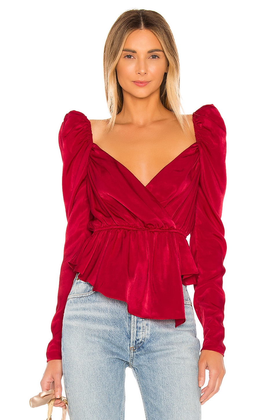 House of Harlow 1960 x REVOLVE Andela Blouse in Crimson | REVOLVE