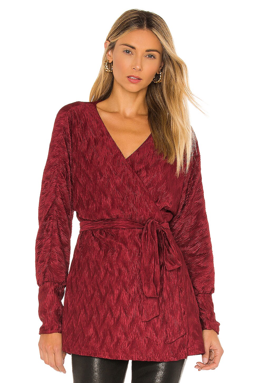 House of Harlow 1960 x REVOLVE Nona Wrap Top in Dark Red | REVOLVE