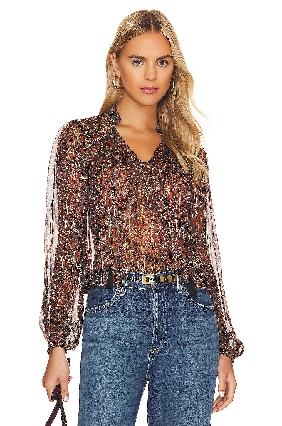 House of Harlow 1960 x REVOLVE Mareisa Metallic Blouse in Rust Floral ...