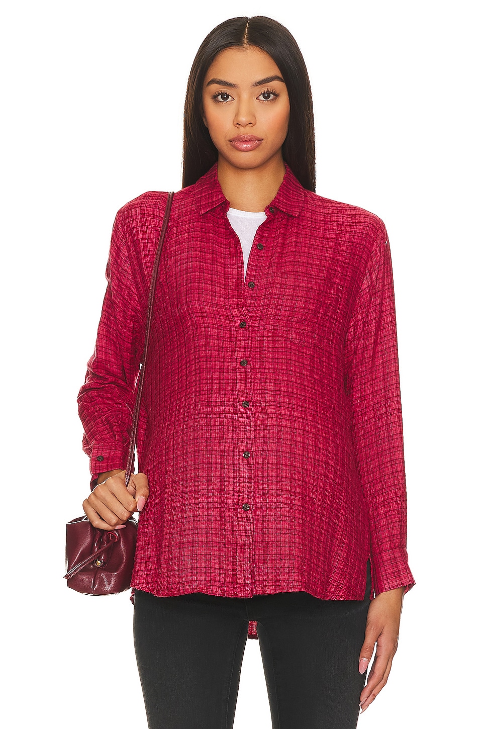 HATCH The Boyfriend Shirt in Red Plaid | REVOLVE