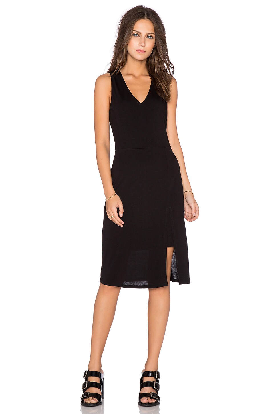 Heather Keyhole Slit Midi Dress in Black | REVOLVE