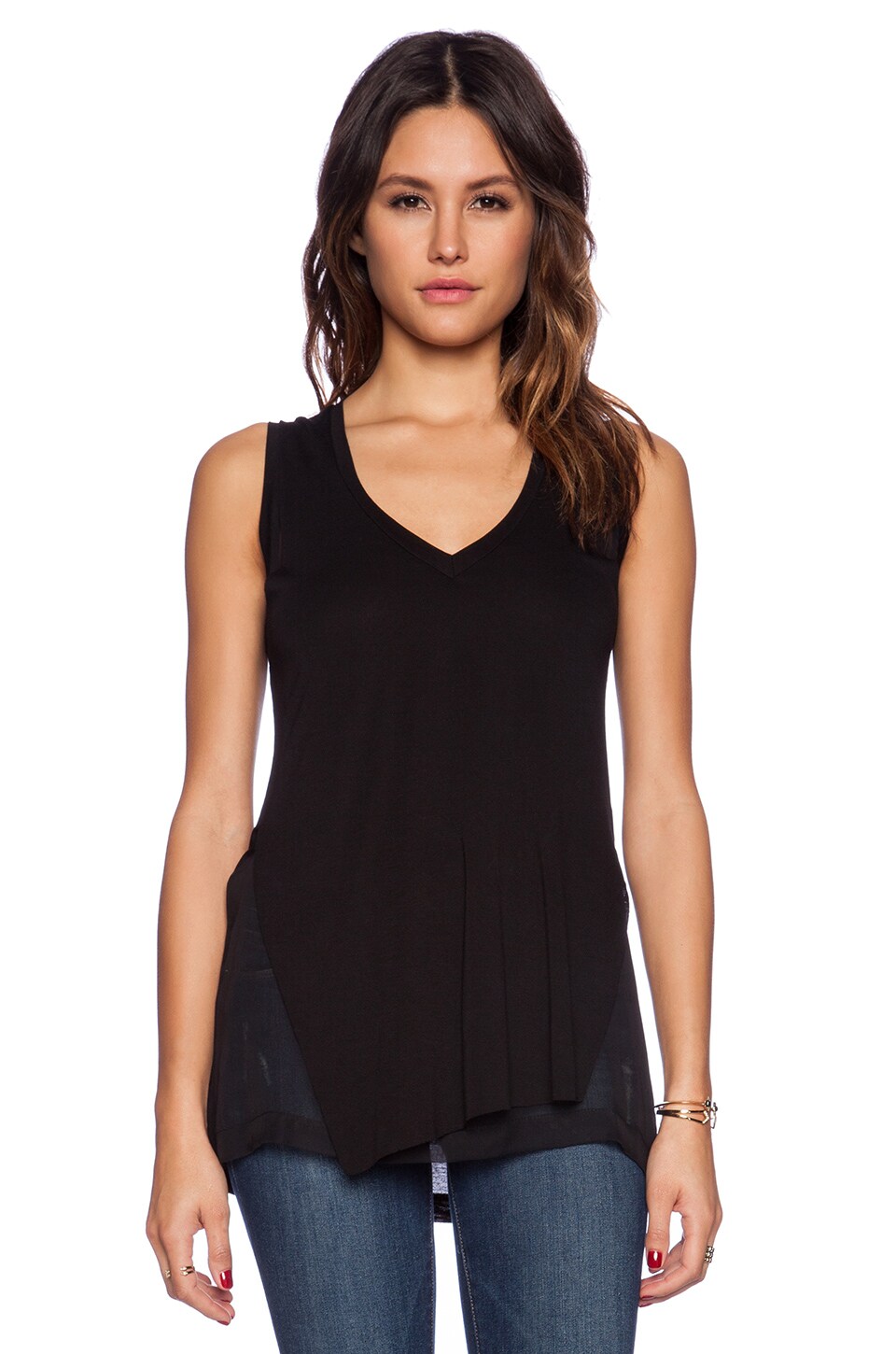 Heather Layered Chiffon Top in Black | REVOLVE