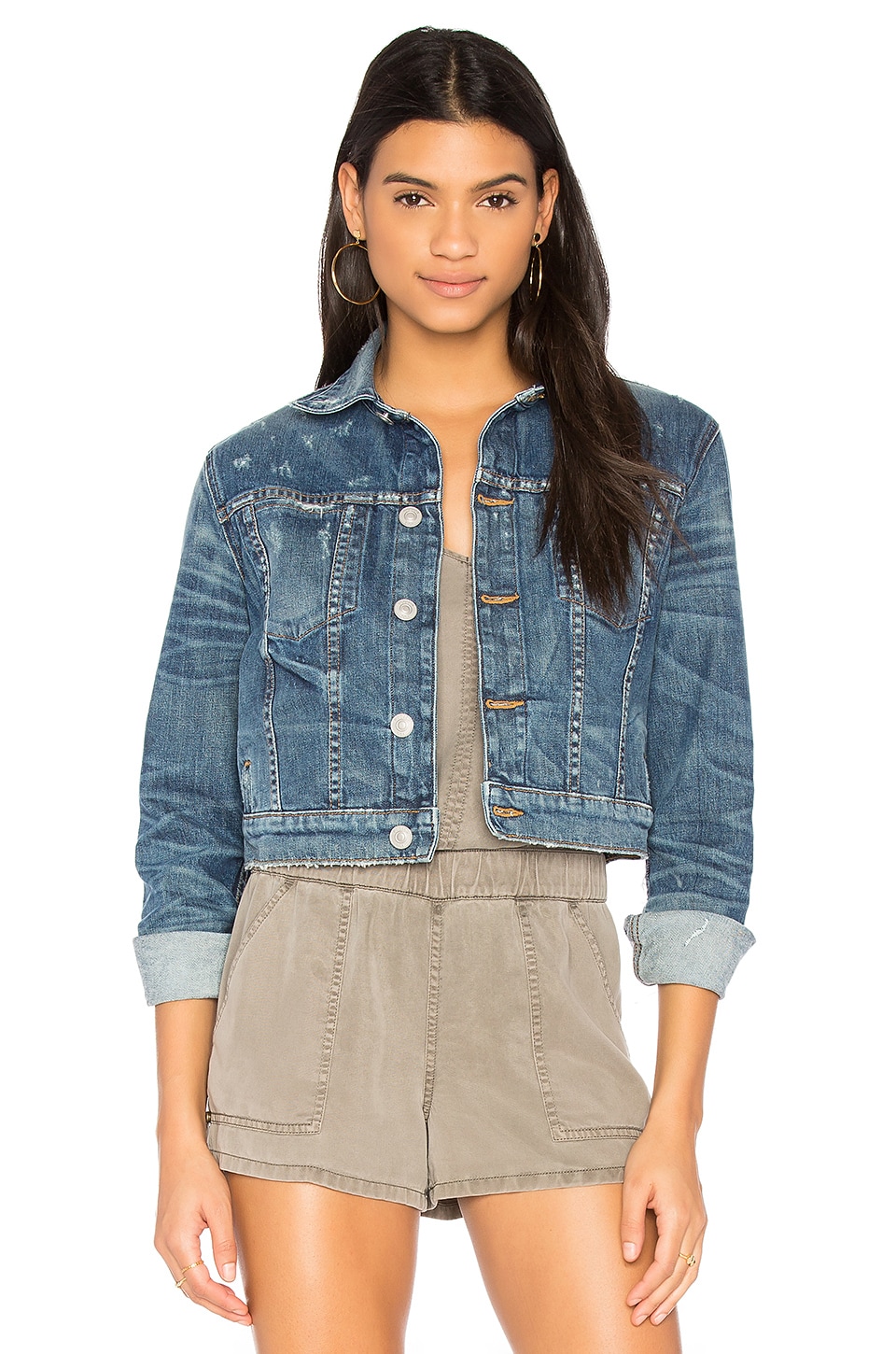Hudson Jeans x REVOLVE Garrison Cropped Denim Jacket in Medium Blue ...