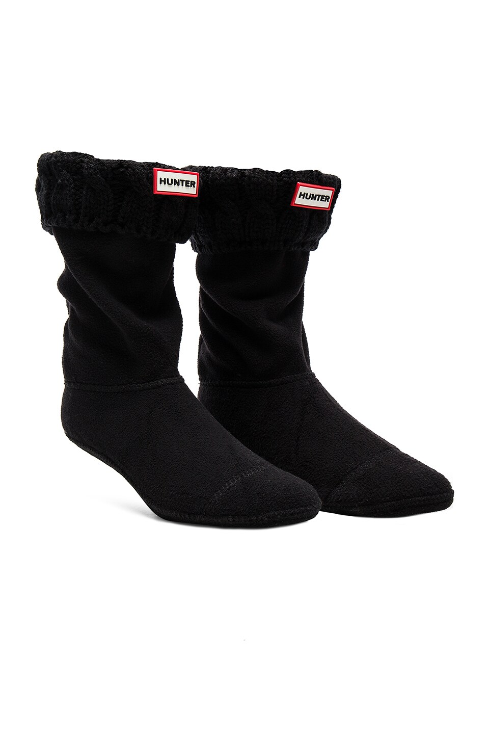 Hunter 6 Stitch Cable Boot Sock in Black | REVOLVE