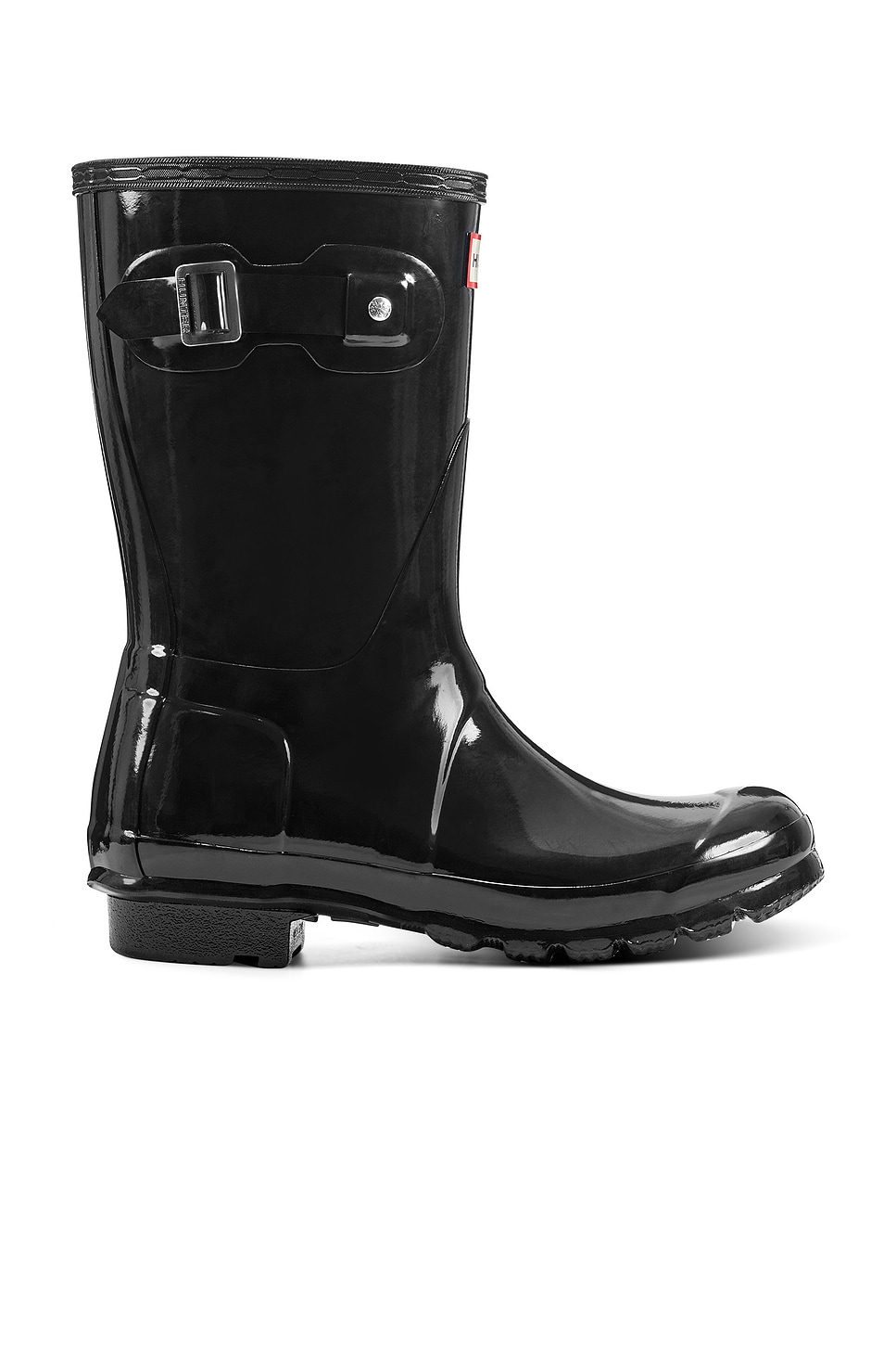 Hunter Original Short Gloss Boot in Black | REVOLVE