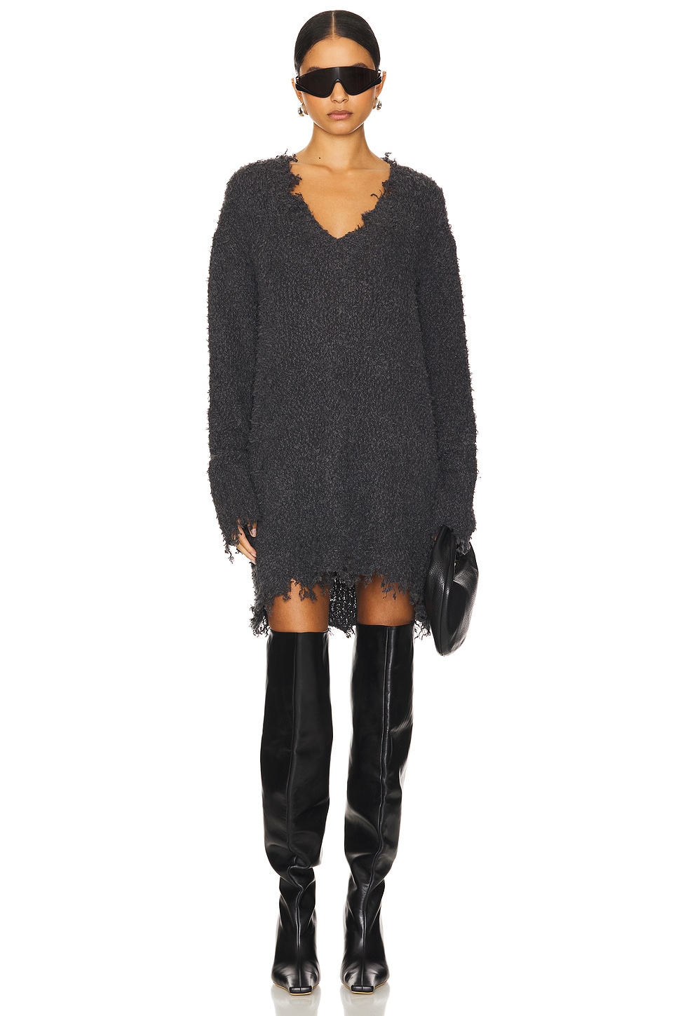 h:ours Helene Oversized V Neck in Grey | REVOLVE