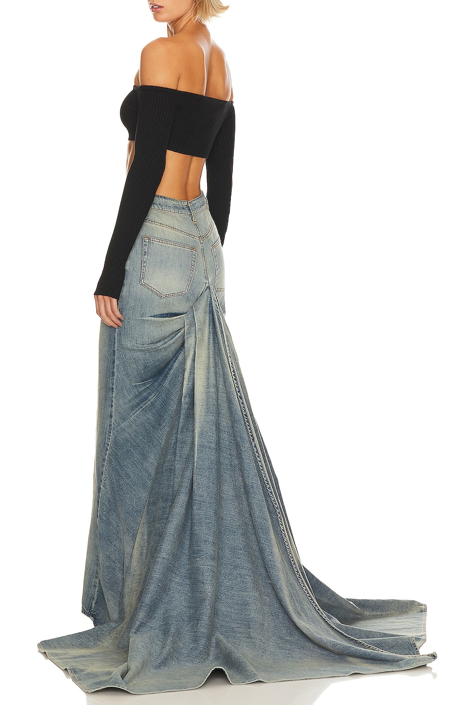 h:ours Enya Maxi Skirt in Tinted Medium Rinse | REVOLVE