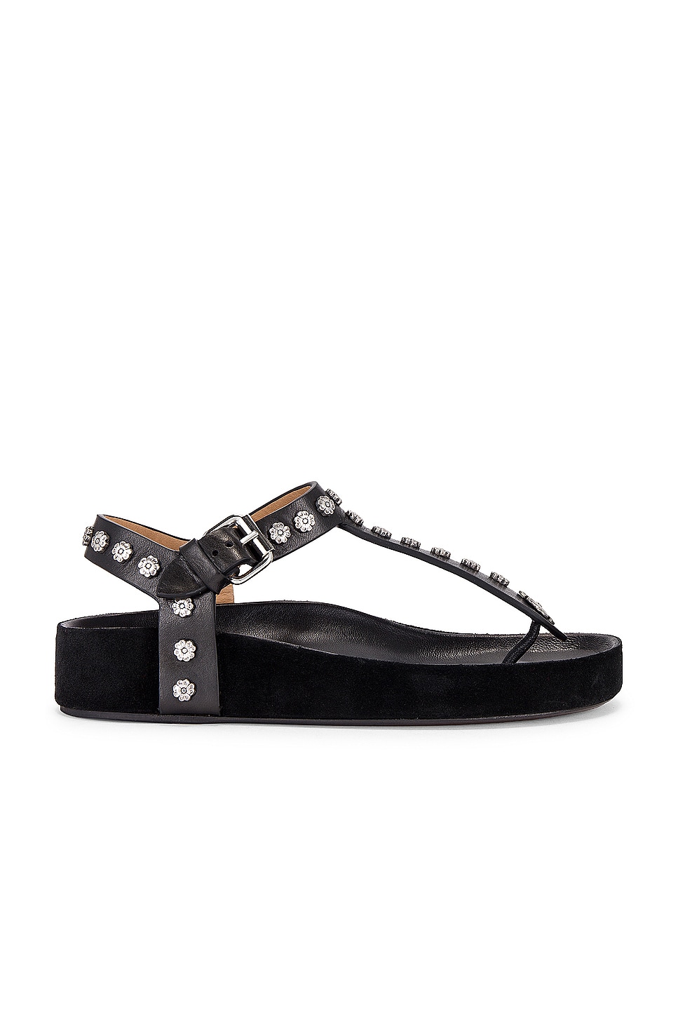 Isabel Marant Enore Sandal in Black & Silver | REVOLVE