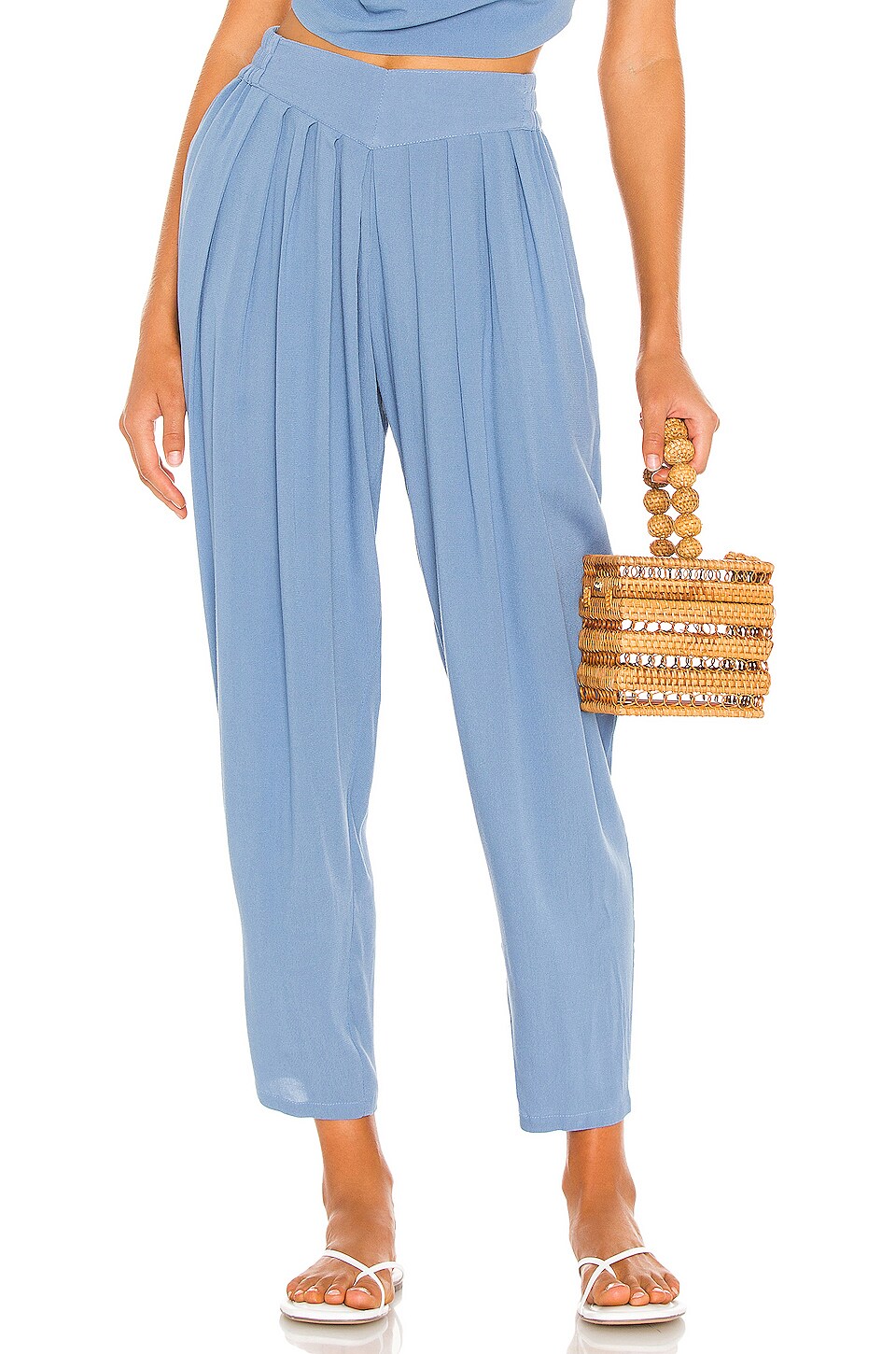 Indah Tanah Solid 80s Pleated Trouser in Sky Blue | REVOLVE