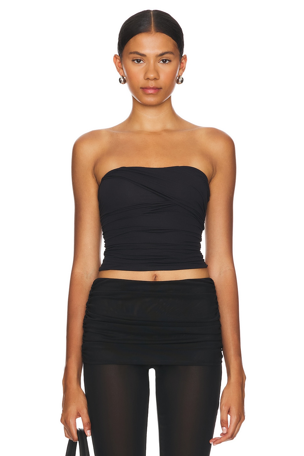 Indah Niko Ruched Tube Top in Black | REVOLVE