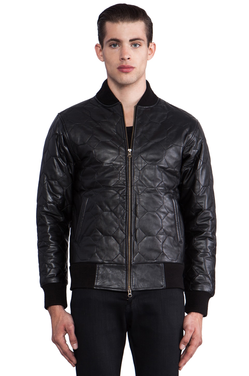 Iridium Leather Bomber en Black | REVOLVE