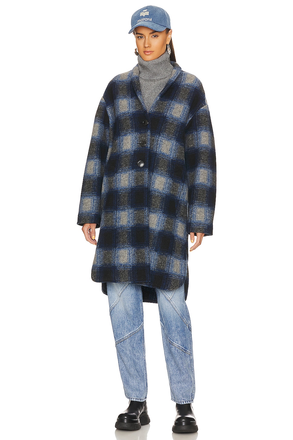 Isabel Marant Etoile Gabriel Blanket Coat in Navy | REVOLVE