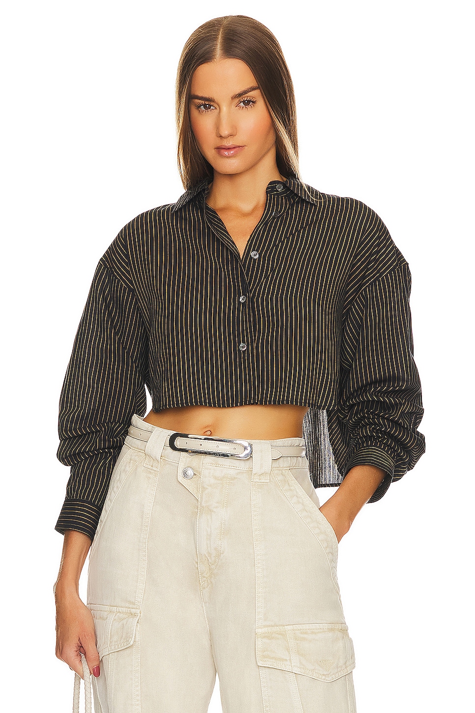 Isabel Marant Etoile Eliora Shirt in Black & Midnight | REVOLVE