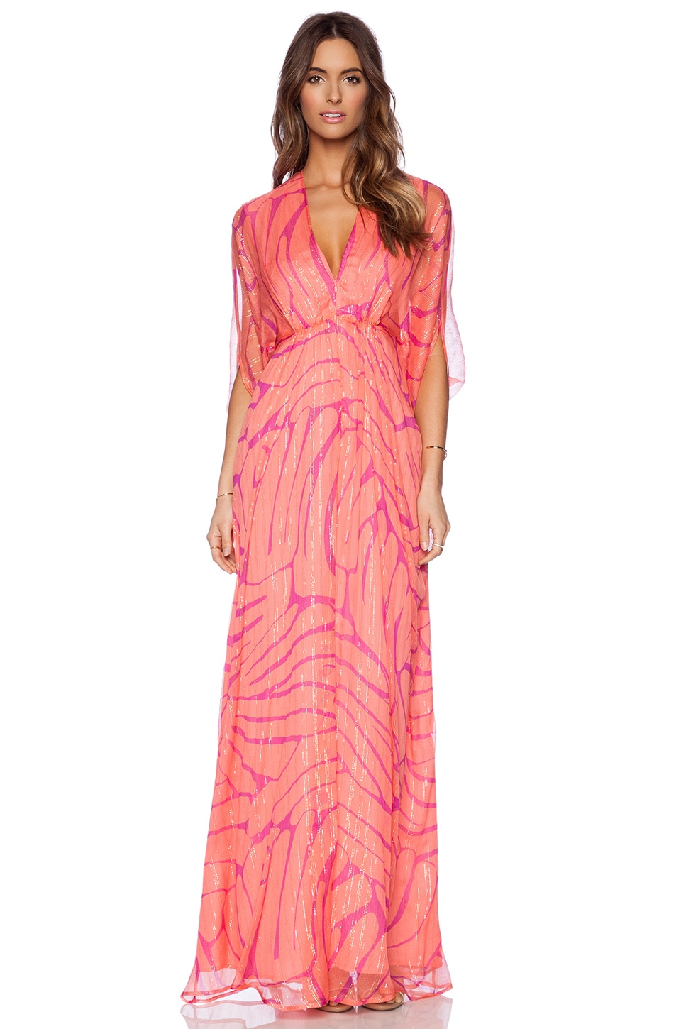 Issa Goddess Maxi Dress in Coral | REVOLVE