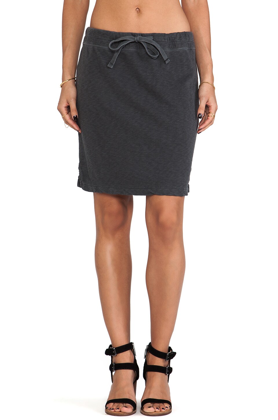 James Perse Drawstring Vintage Cotton Skirt in Carbon | REVOLVE