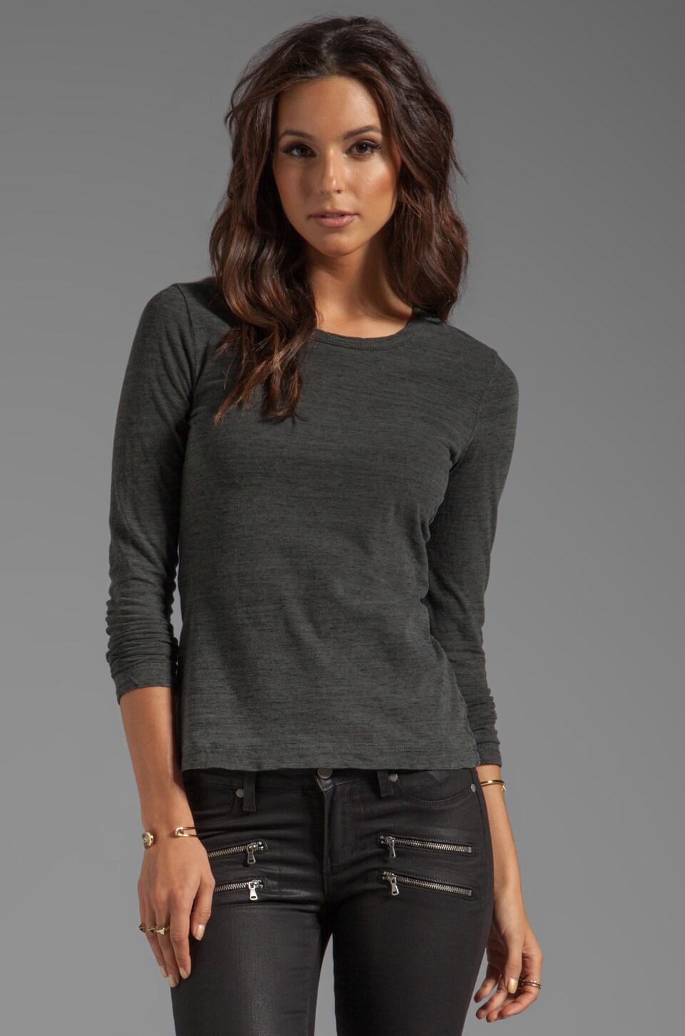 James Perse Salt and Pepper Crew in Charcoal | REVOLVE