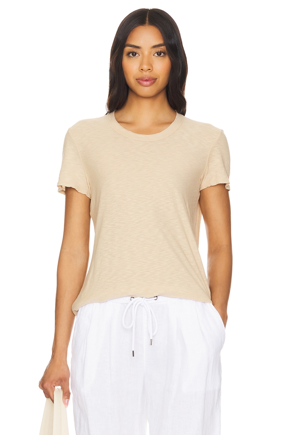 James Perse Sheer Slub Crew Neck Tee in Sand Dune | REVOLVE