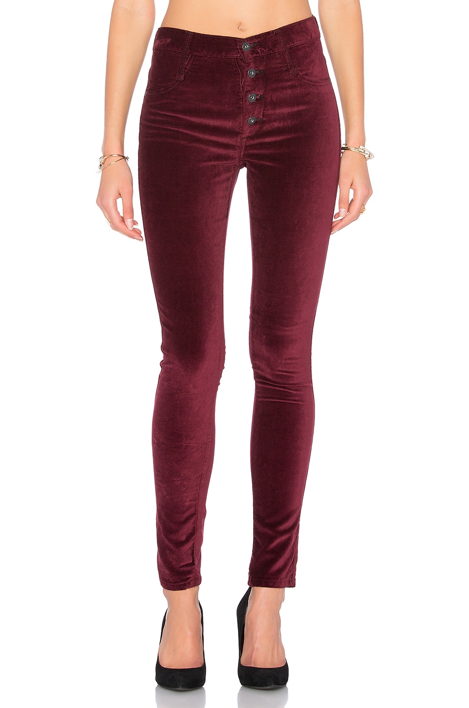 James Jeans High Class Velvet Skinny in Rouge Noir | REVOLVE