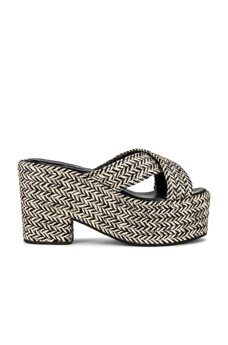 Jeffrey Campbell Isadore Platform Mule in Black Beige Woven | REVOLVE