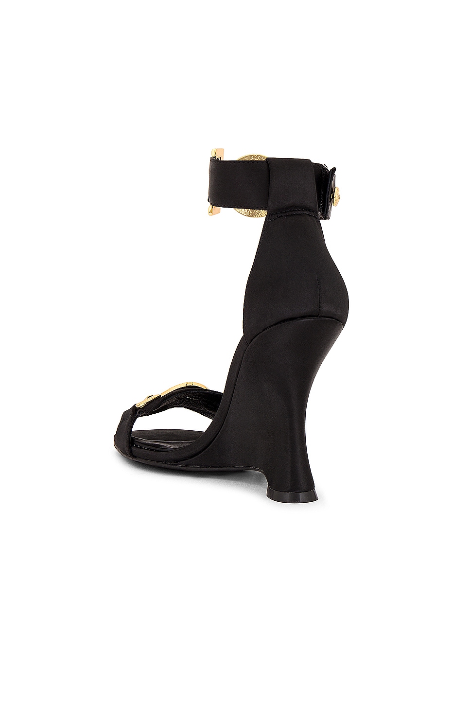 Jeffrey Campbell Leonite Sandal in Black Satin Gold | REVOLVE