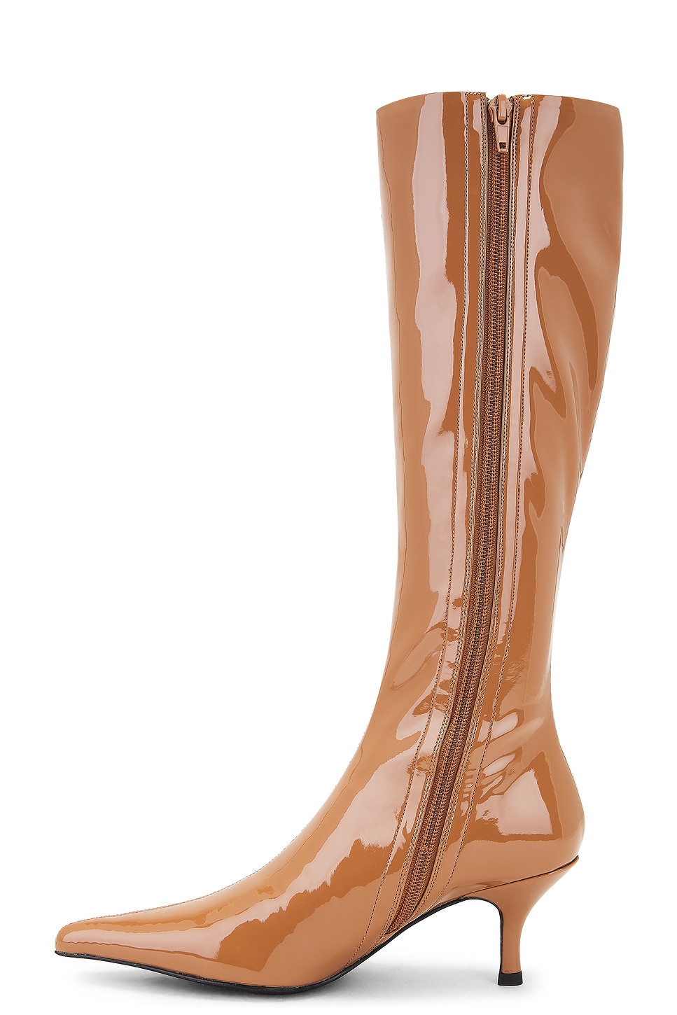 Jeffrey Campbell Distant-Hi Boot in Tan Patent | REVOLVE