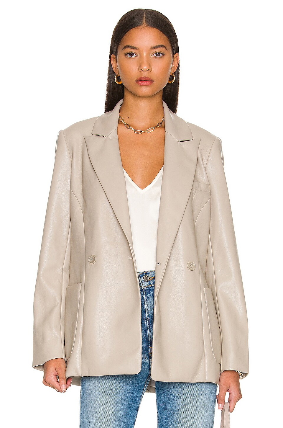 JONATHAN SIMKHAI STANDARD Raelynn Stretch Vegan Leather Blazer in Black ...