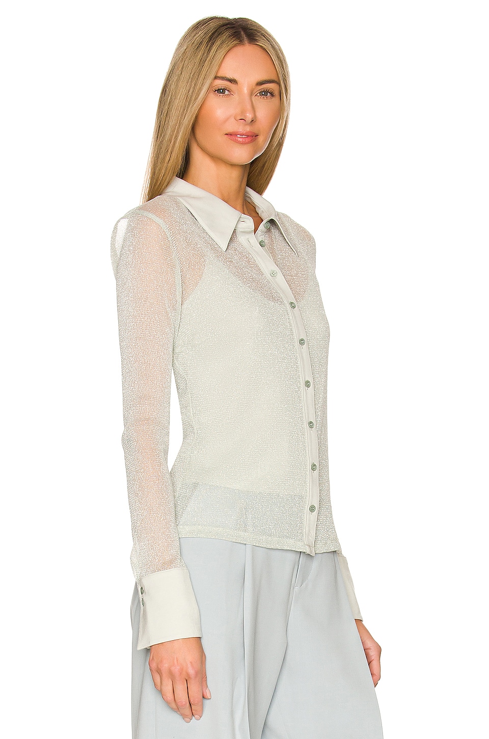 JONATHAN SIMKHAI STANDARD Tia Blouse with Cami in Lichen | REVOLVE