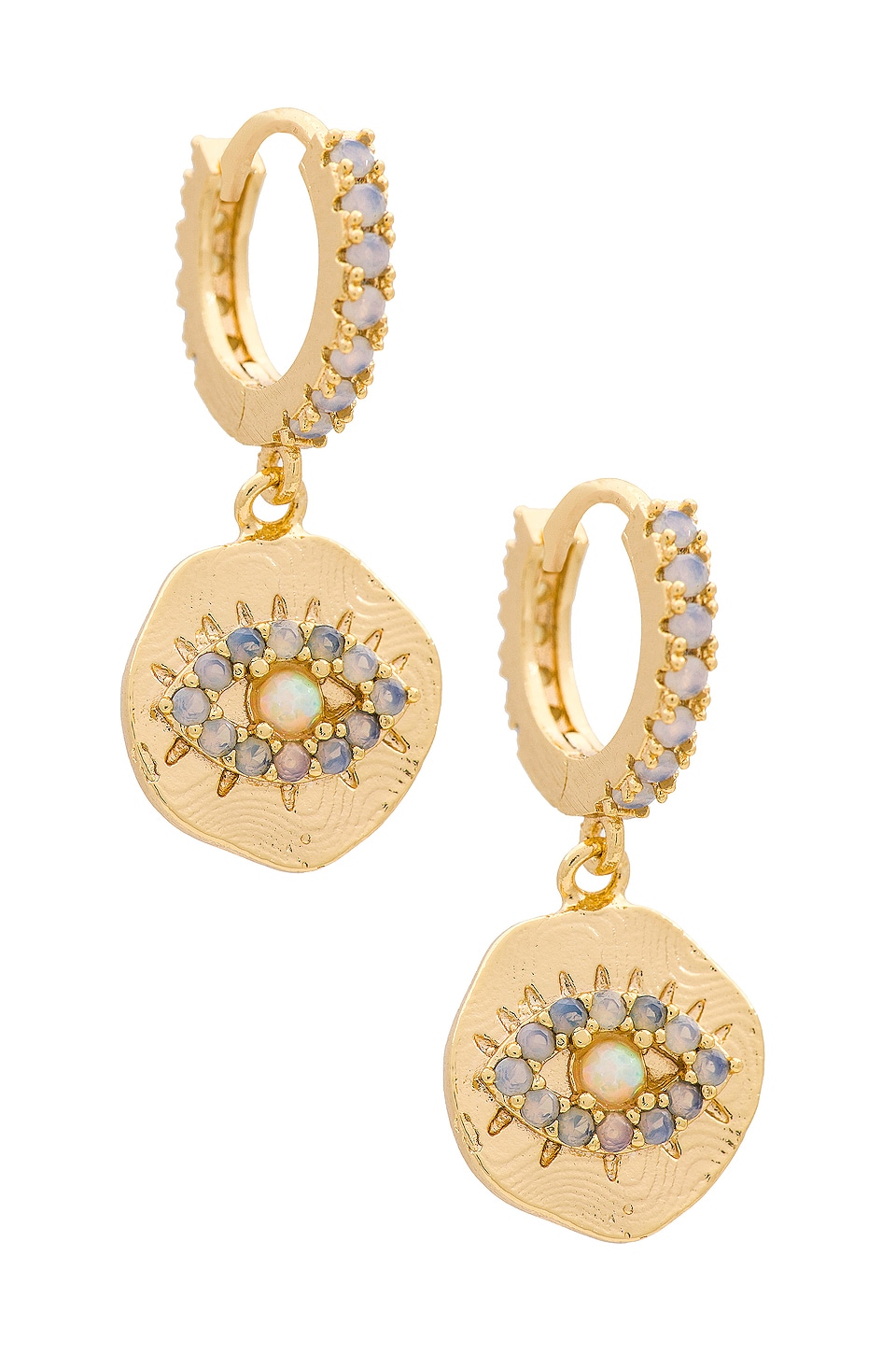 Joy Dravecky Jewelry Daydreamer Huggie in Gold & Clear | REVOLVE