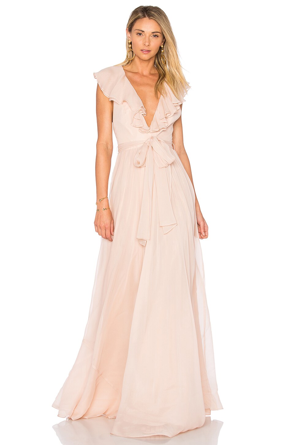 Jill Jill Stuart Ruffle Gown In Rosy Nude Revolve