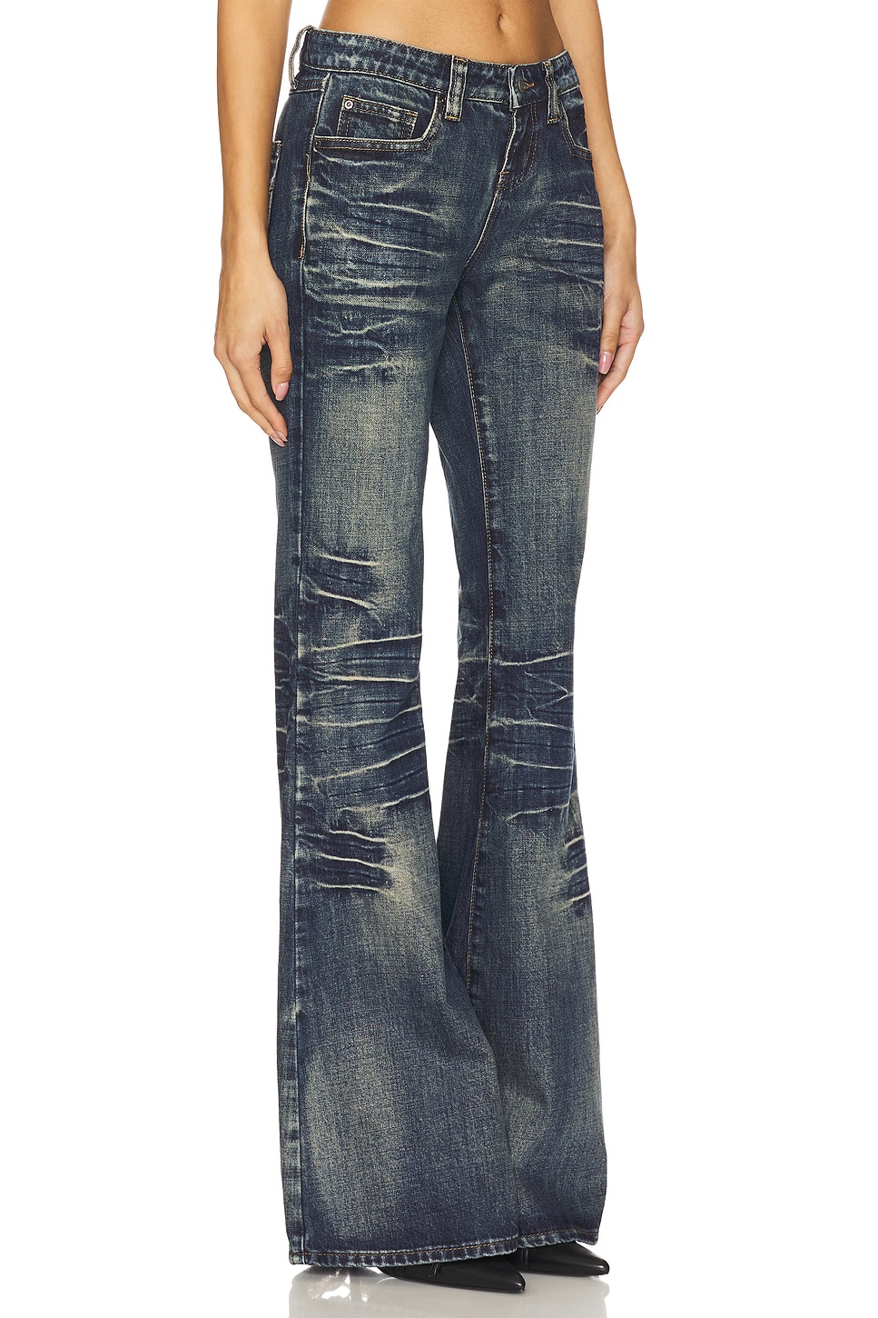 Jaded London Extreme Flare Jeans in Blue Wash | REVOLVE