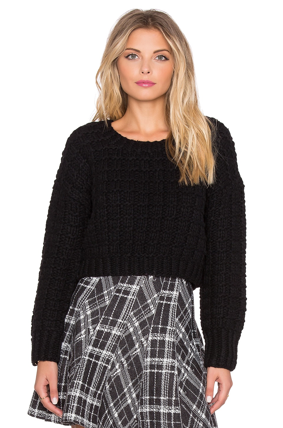 J.O.A. Crop Sweater in Black | REVOLVE
