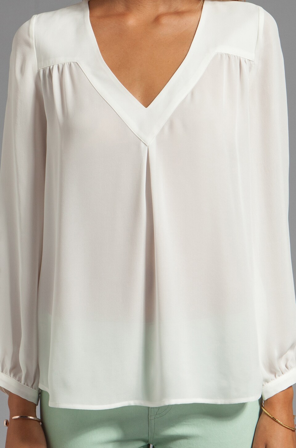 Joie Matte Silk Frenchie B Blouse in Porcelain | REVOLVE