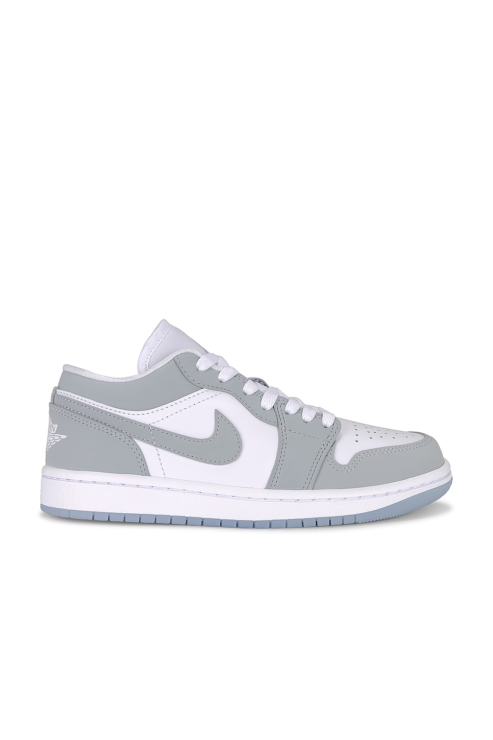 Jordan Air Jordan 1 Low Sneaker in White, Wolf Grey, & Aluminum | REVOLVE