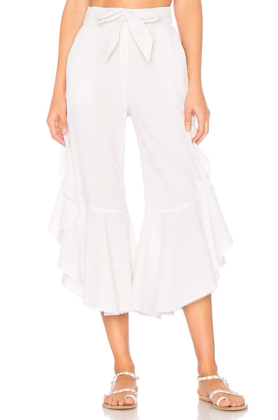 SIMKHAI Ruffle Pant in Ecru Combo | REVOLVE