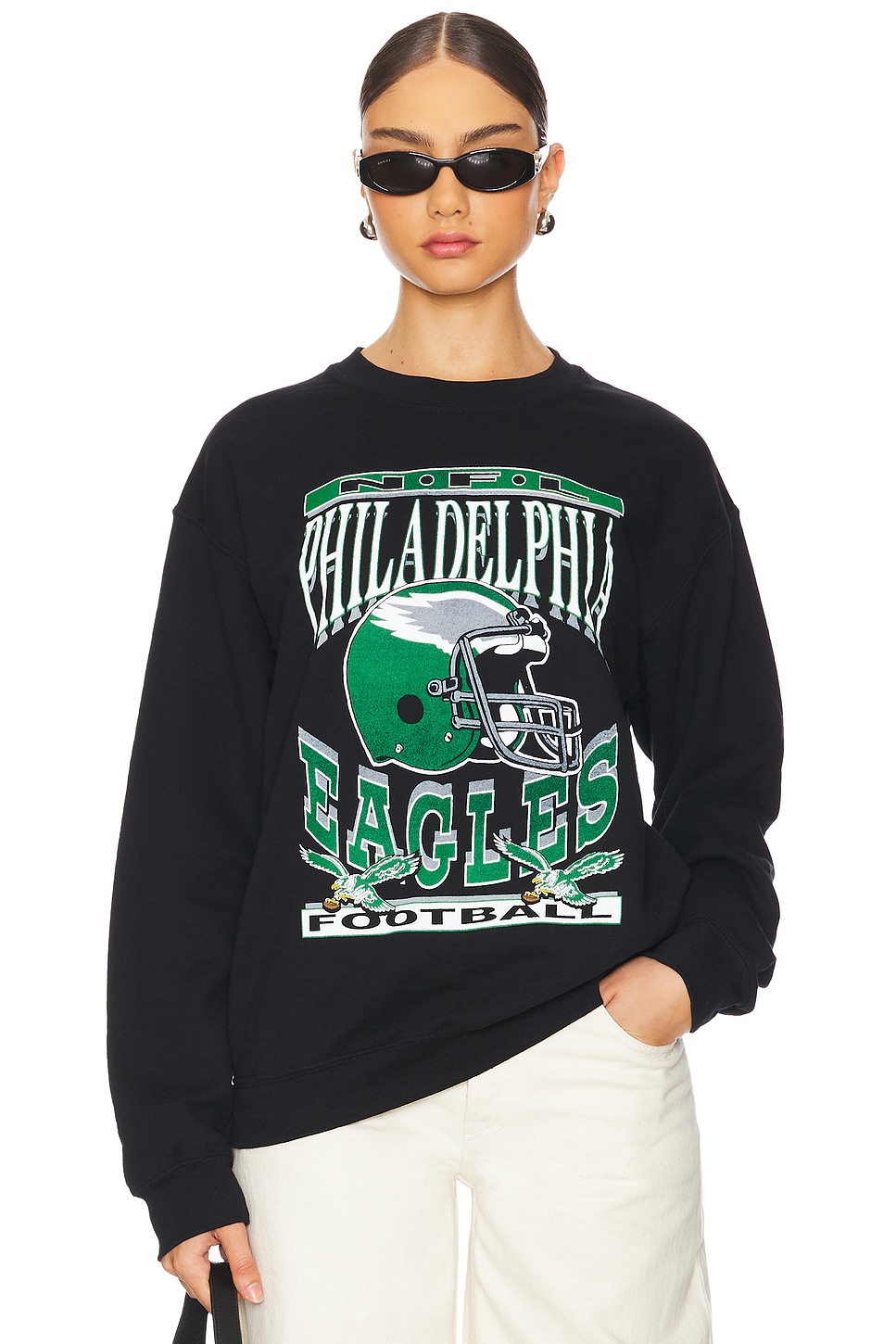Junk Food Eagles Helmet Crewneck in Black | REVOLVE