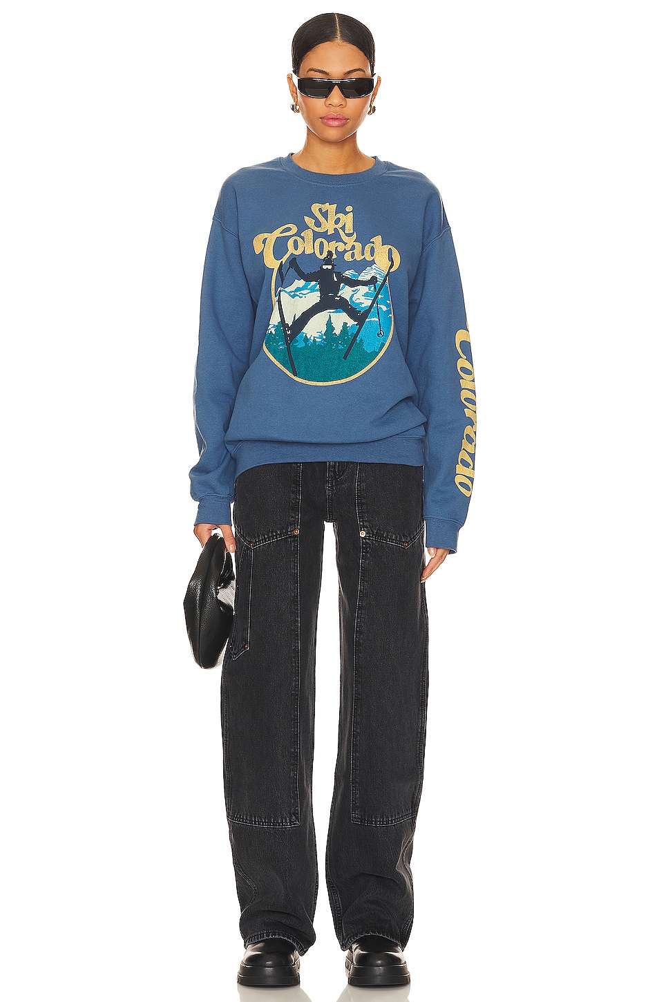 Junk Food Ski Colorado Crew in Indigo Blue in DKIND | REVOLVE