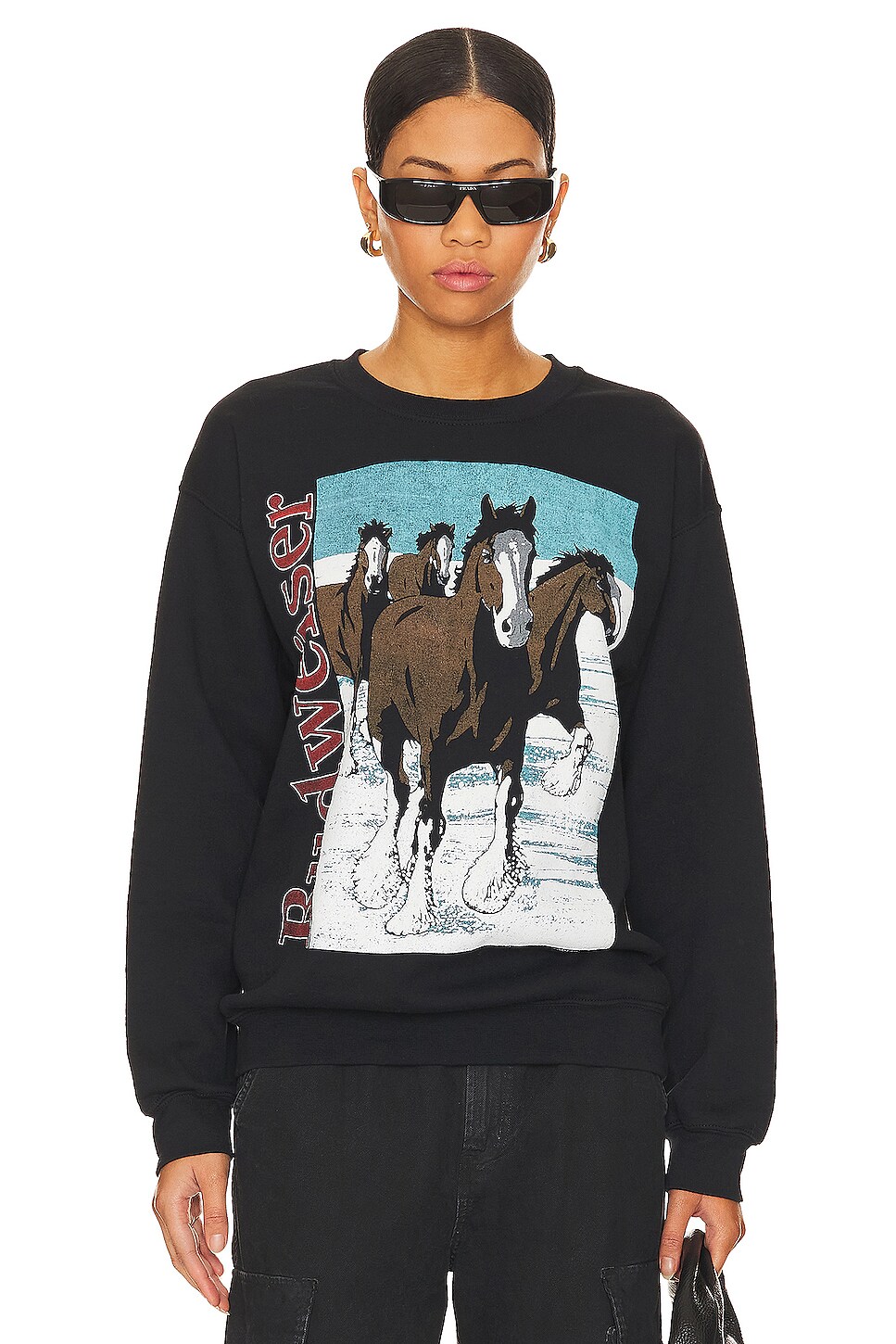 Junk Food Budweiswer Clydedale Crew in Black | REVOLVE