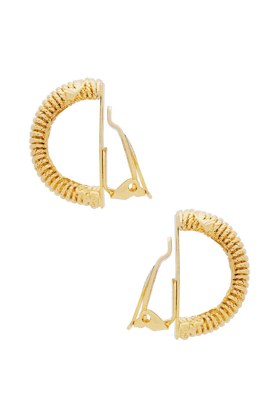 Julia Vaughn 80's Textured Omega Hoop Clip Ons in Gold | REVOLVE