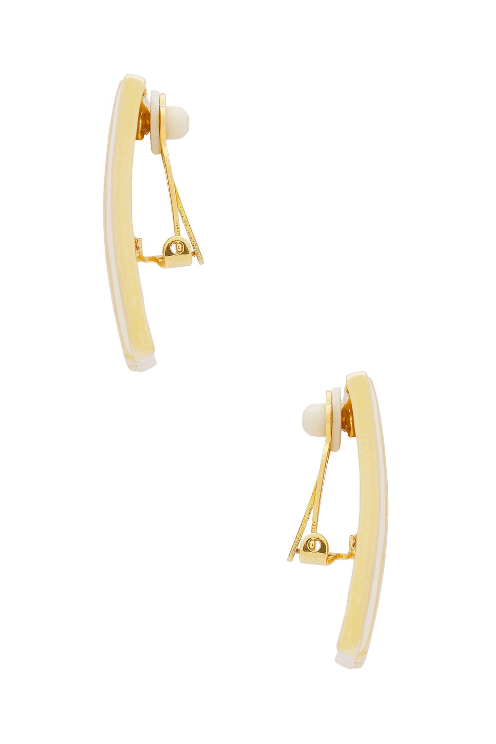Julia Vaughn 90's Oversized Satin Hoop Clip Ons in Gold & Black | REVOLVE