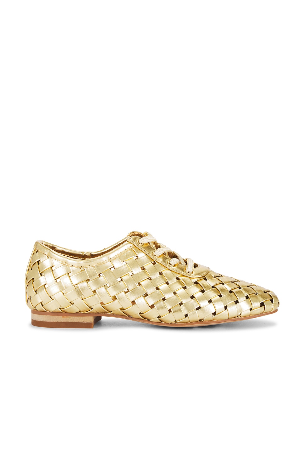 JW PEI Kayla Weave Strap Flat Shoes in Gold | REVOLVE