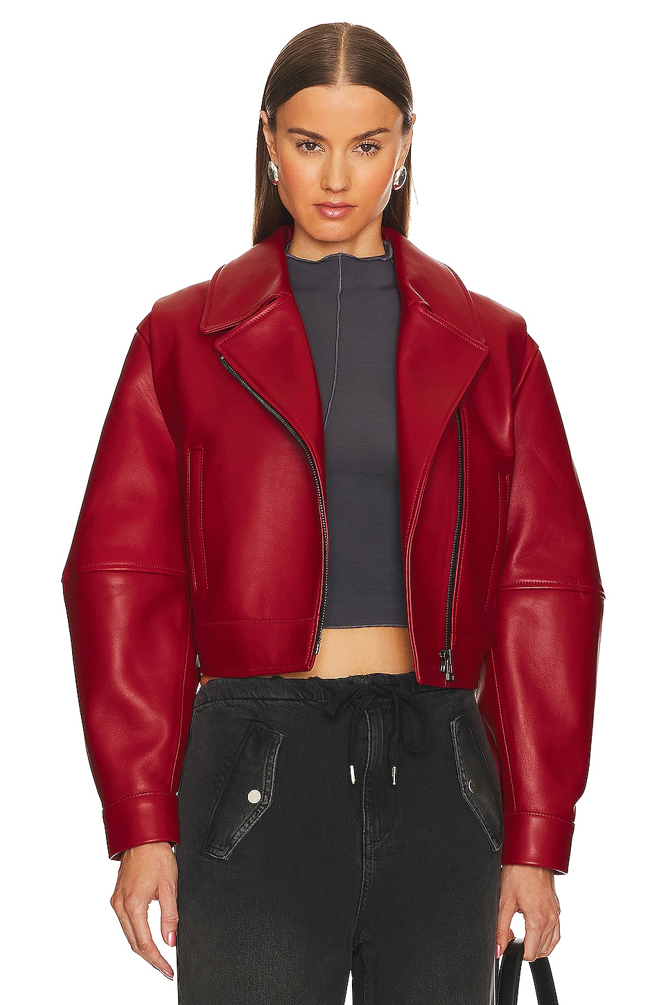 KULAKOVSKY Leather Biker Jacket in Red | REVOLVE