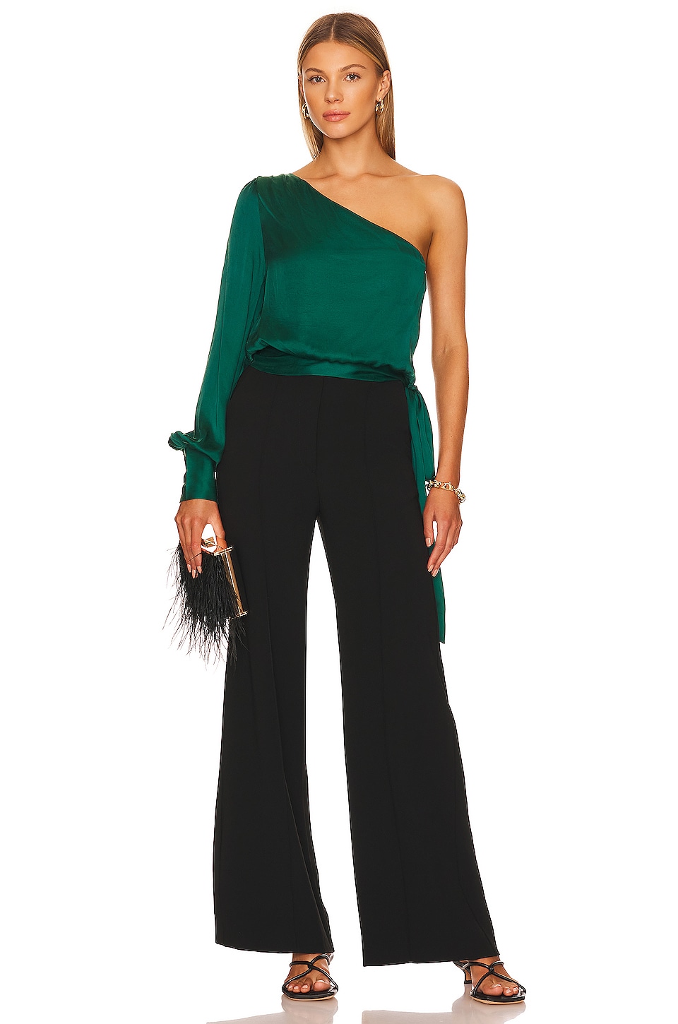 Karina Grimaldi Daniela Blouse in Hunter | REVOLVE