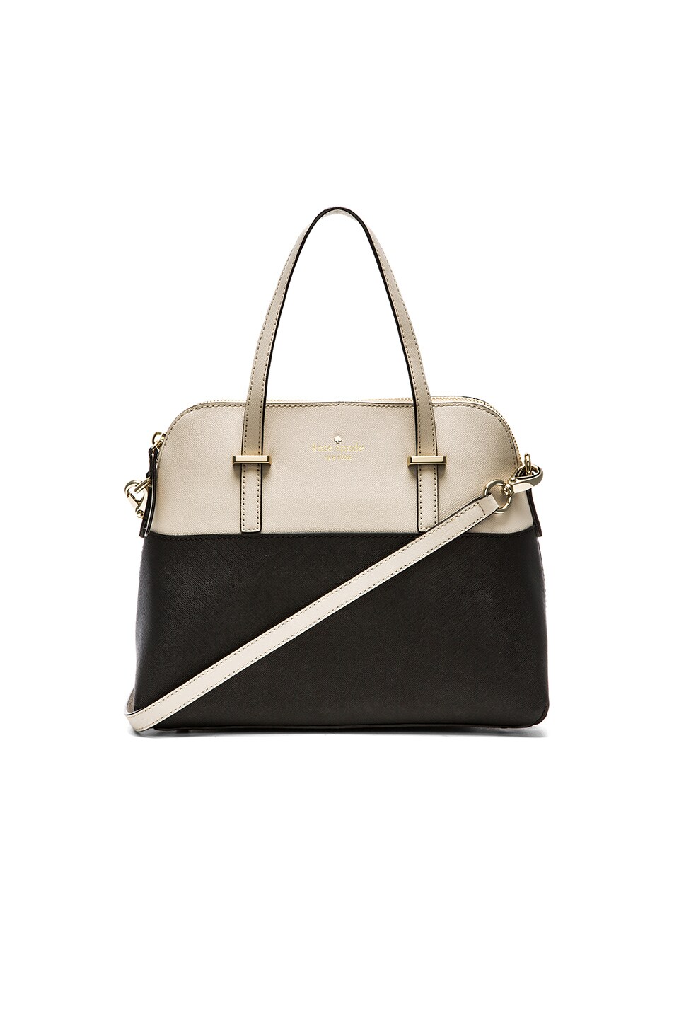 kate spade new york Maise Satchel in Black & Pebble | REVOLVE