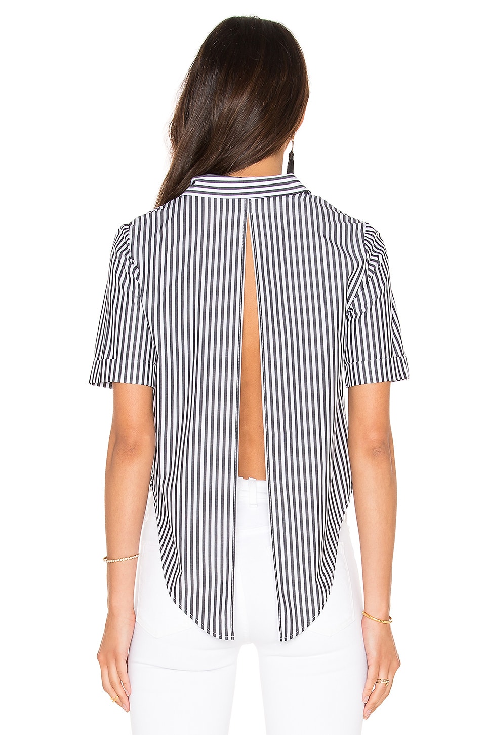 KENDALL + KYLIE Open Back Top in Black & White Vertical Stripe | REVOLVE