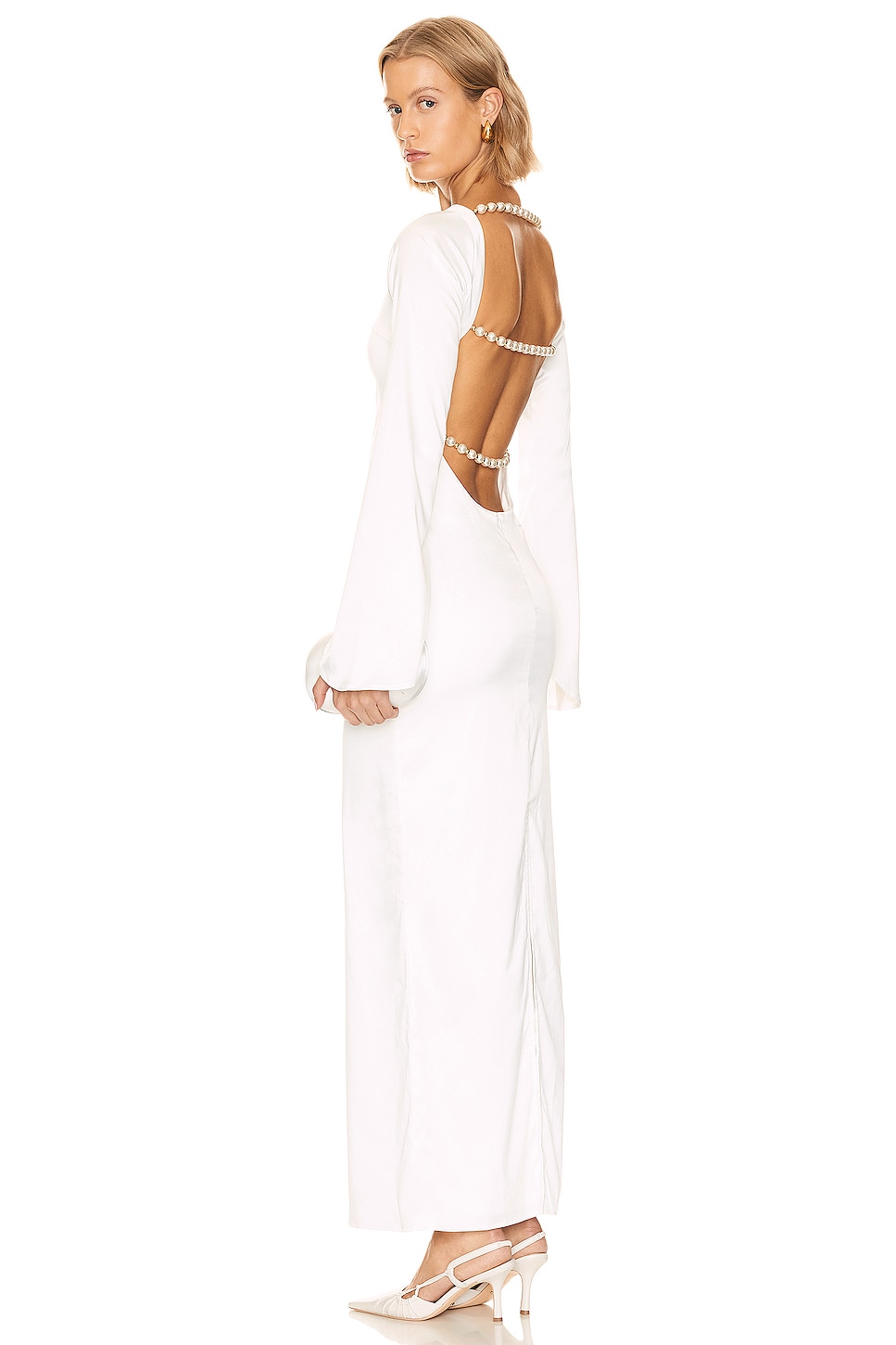 Khanums Keidi Dress With Pearl And Gold Bead Detai in White | REVOLVE