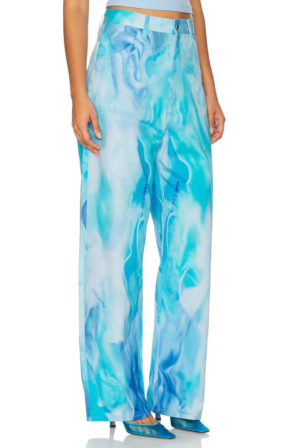 Khrisjoy Elio Air Wide Leg Jeans in Tropical Breeze | REVOLVE