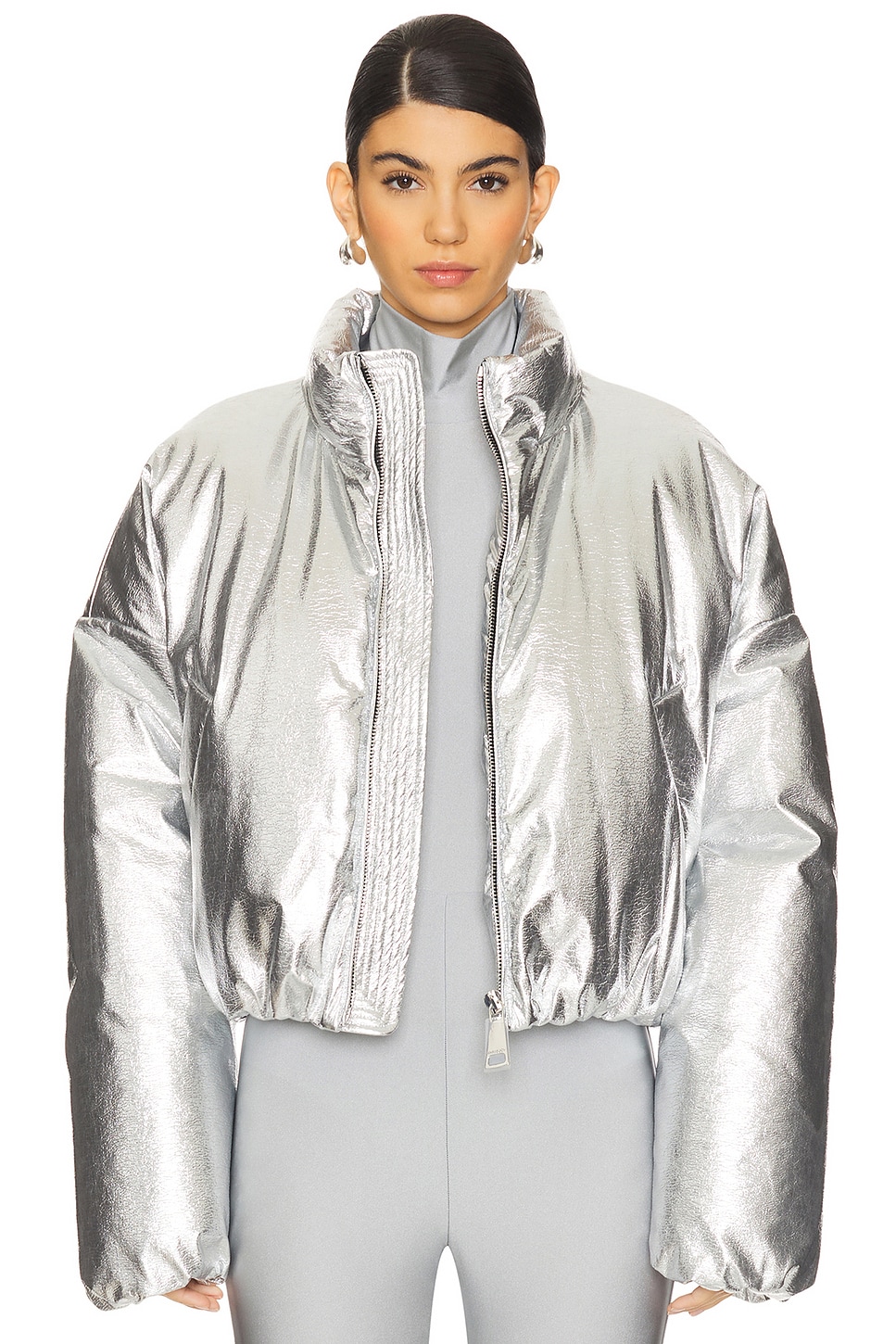 Khrisjoy Joy Crinkle Puffer in Silver | REVOLVE