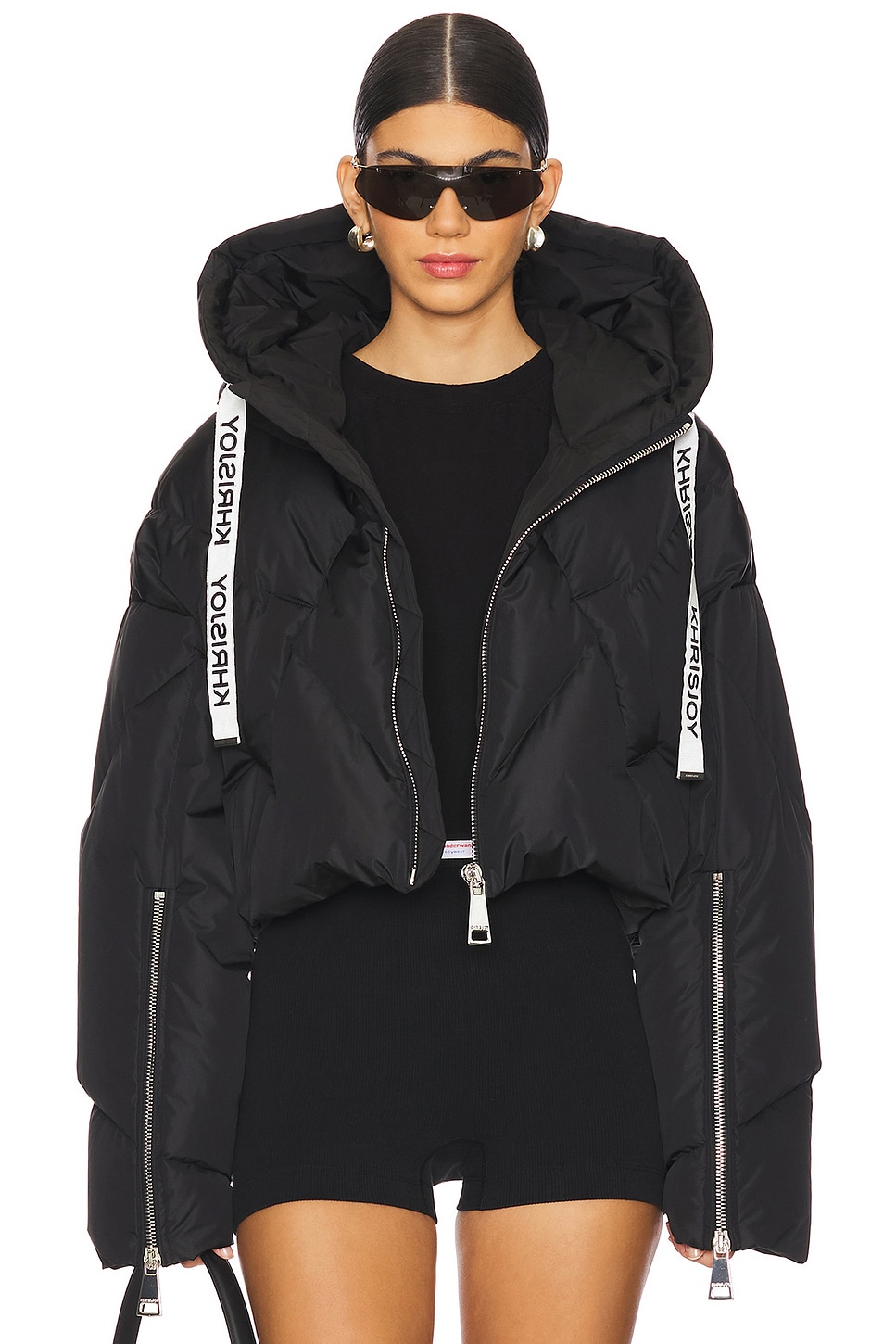 Khrisjoy Crop Iconic Puffer Jacket in Black | REVOLVE