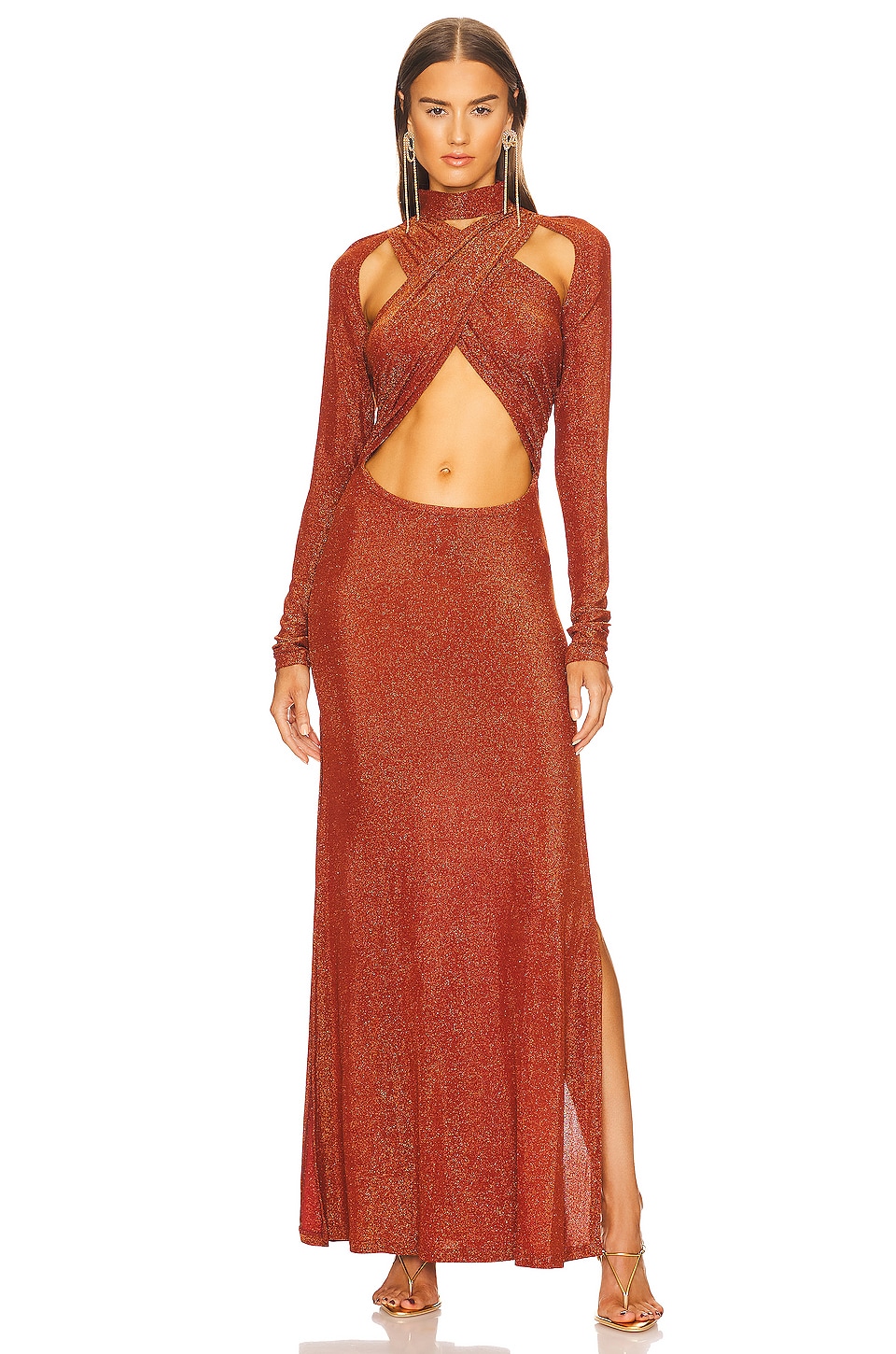 Kim Shui Glitter Wrap Dress in Brown | REVOLVE