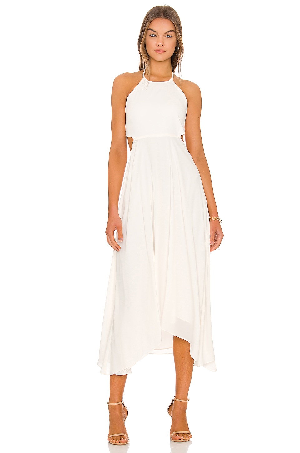 krisa Maison Cutout Handkerchief Maxi Dress in Black | REVOLVE